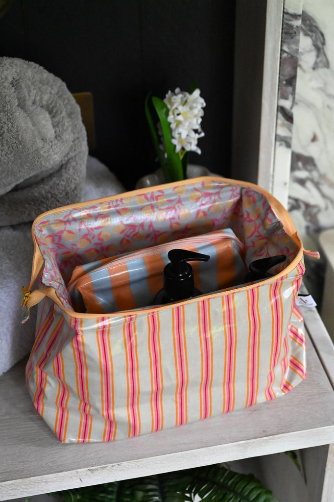 Electric Pink & Sand Striped Wash Bags – Always Sunday Store